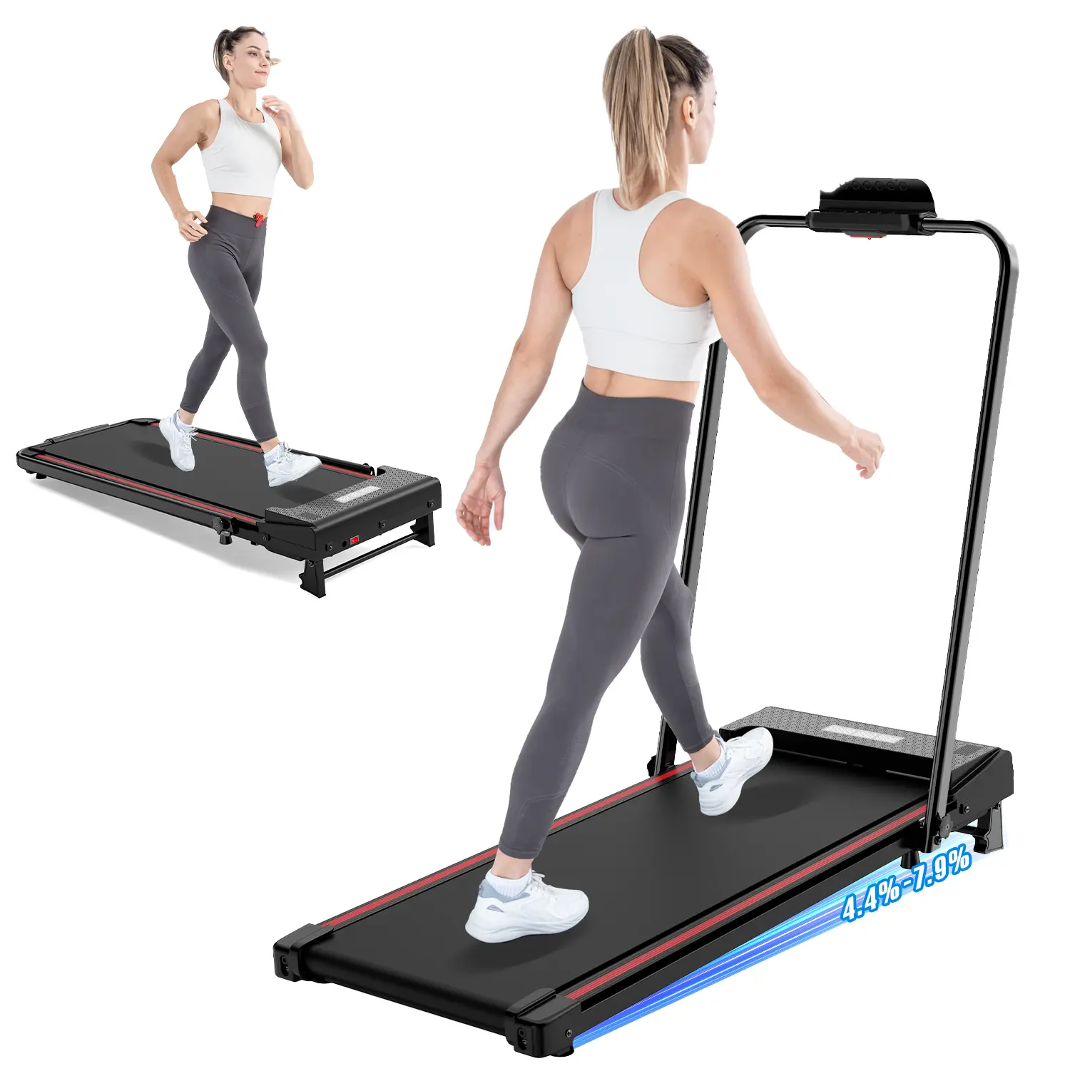CITYSPORTS 4% Incline Foldable Treadmills with LED Display and Remote Control, 1400W Motor, Non ...