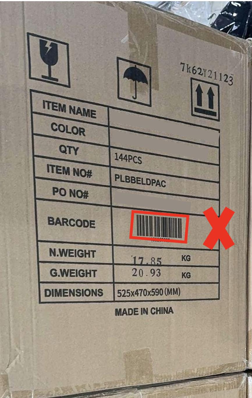 For pre-bundled items, only the bundle barcode should be visible ...