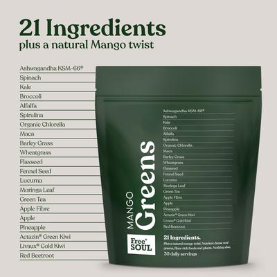 Free Soul Mango Greens: Daily Greens Superfood Powder - FS Natural ...