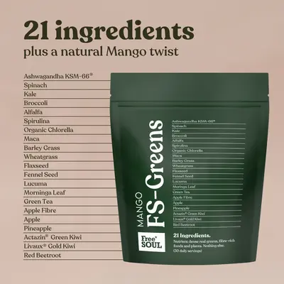 Mango FS-Greens: Daily Greens Superfood Powder - Natural Mango Flavour ...